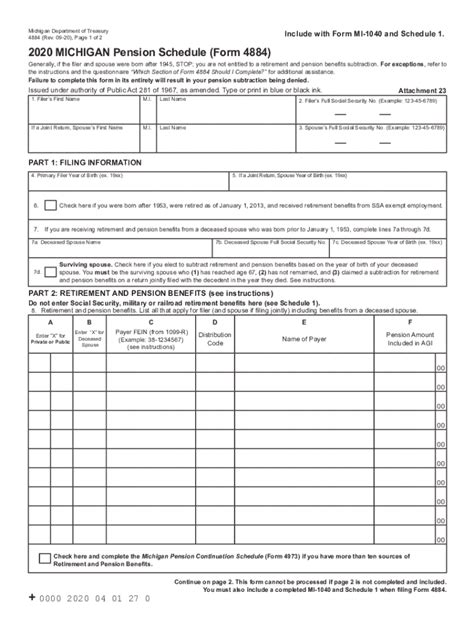 2020 MI Form 4884 Fill Online Printable Fillable Blank PdfFiller