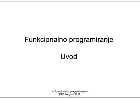 Uvod U Funkcionalno Programiranje