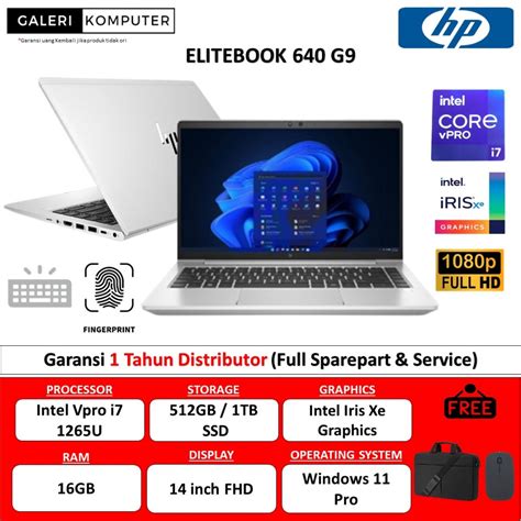 Jual Laptop Hp Elitebook 640 G9 Intel Vpro I7 1265u 16gb 512gb Ssd Fhd
