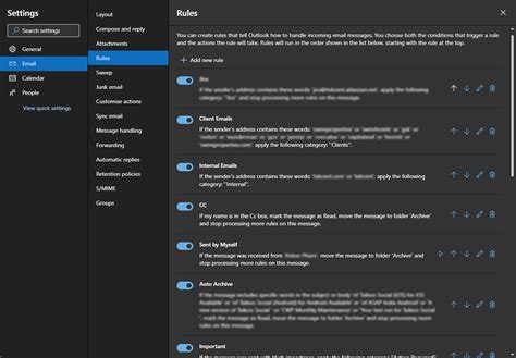 inbox rule for sender address microsoft community