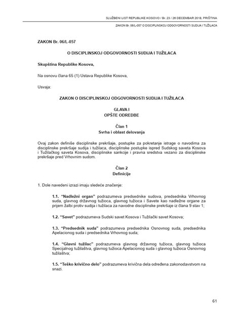 Zakon O Disciplinskoj Odgovornosti Sudija I Tuzilaca Pdf