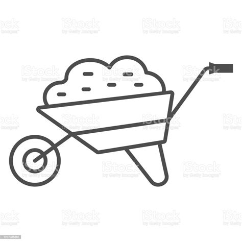 정원 카트 얇은 라인 아이콘 정원과 원예 개념 흰색 배경에 수레 표지판 모바일 개념 및 웹 디자인을위한 윤곽 스타일의 지상 아이콘트롤리 벡터 그래픽 건설 산업에 대한 스톡
