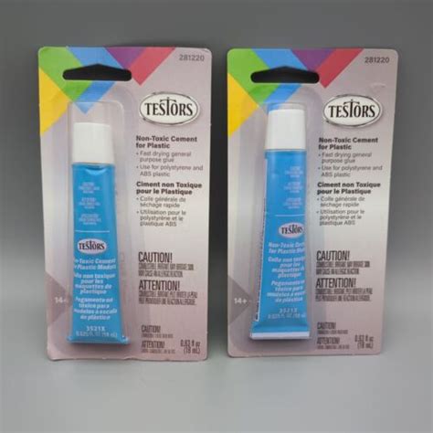 LOT OF 2 TESTORS NON TOXIC CEMENT GLUE FOR PLASTIC MODELS 0 625 Oz EACH