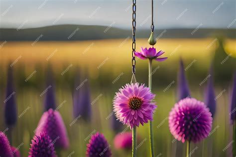 Premium Photo Purple Flowers In A Field With A Field Of Purple