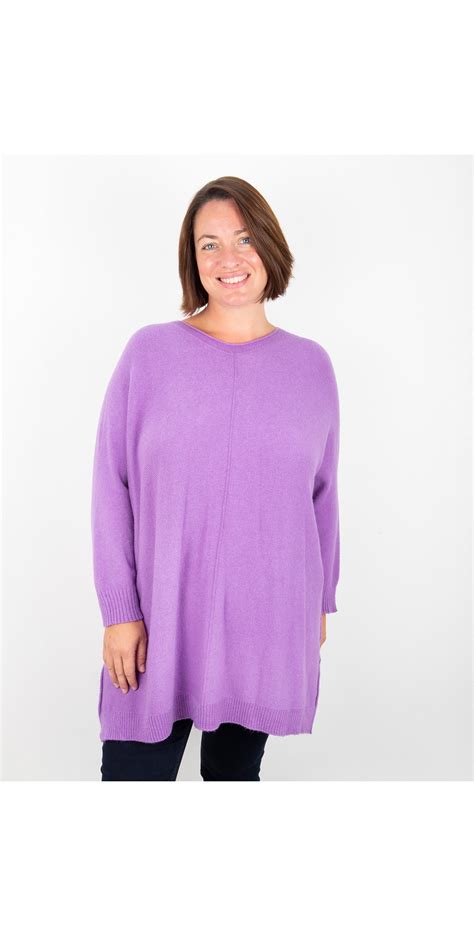 Amazing Woman Cassi X Round Neck Front Seam Knit In Pansy