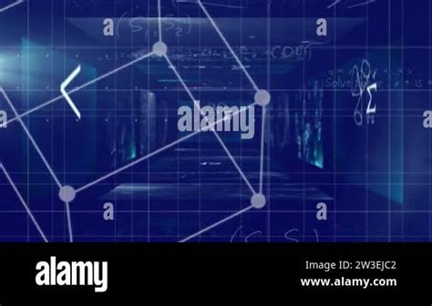 Animation Of Mathematical Equations Floating On A Grid Over A Tunnel