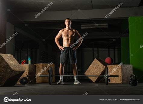 Portrait Shirtless Athlete Preparing Workout Stock Photo Gorgev