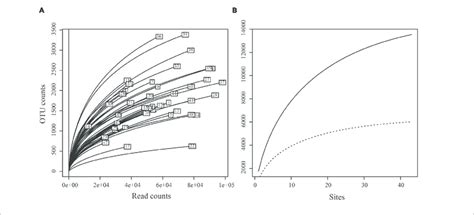A Rarefaction Curves For Each Sample Relating The Number Of Otus