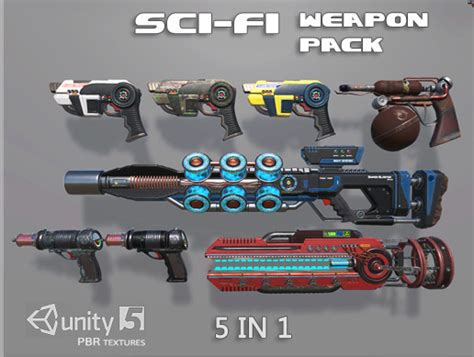 Sci Fi Weapon Pack 5 In 1 3d 총기 Unity Asset Store