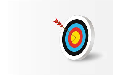 화살이 중앙을 명중하는 표적 화살표와 그림자가 있는 3d 양궁 대상 양궁의 개념 또는 사업에서 목표에 도달 벡터 3차원 형태에 대한 스톡 벡터 아트 및 기타 이미지 Istock