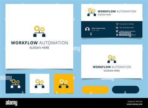 Workflow Automation Logo Design With Editable Slogan Branding Book And Business Card Template