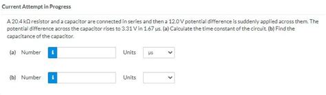 Solved A 20 4kΩ Resistor And A Capacitor Are Connected In
