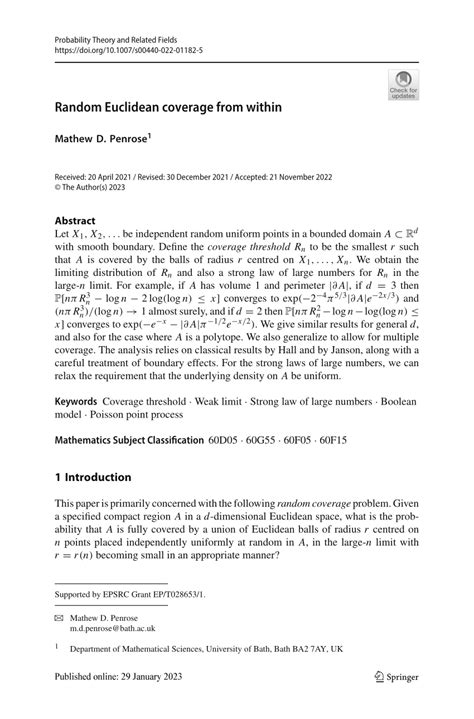 Pdf Random Euclidean Coverage From Within