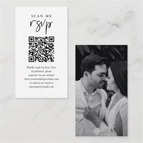 Scan Me RSVP Wedding QR Code RSVP Enclosure Card Zazzle