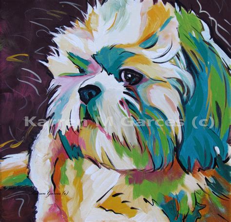 Colorful Shih Tzu Dog Art Shih Tzu Canvas Wall Decor Shih Etsy