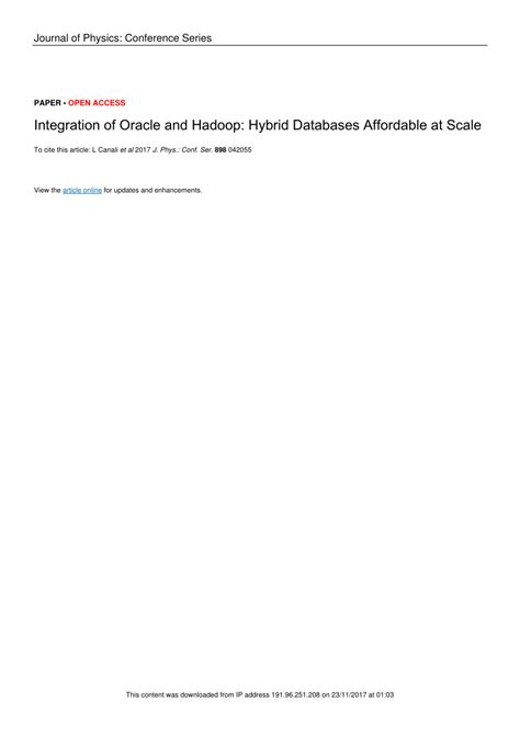 Pdf Integration Of Oracle And Hadoop Hybrid Databases Affordable At