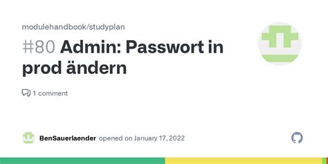 Admin Passwort In Prod Ndern Issue Modulehandbook Studyplan