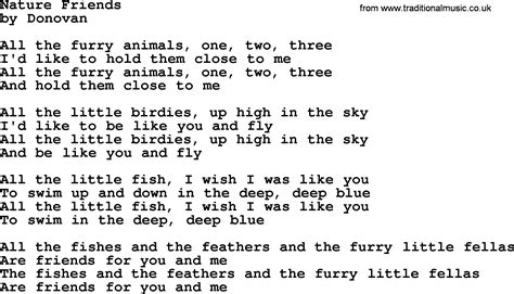 Donovan Leitch Song Nature Friends Lyrics