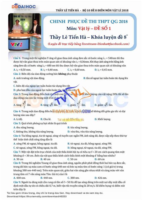 Pdf Đề Thi Lời Giải Siêu Chi Tiết 18 Trang Thư Viện Vật Lý
