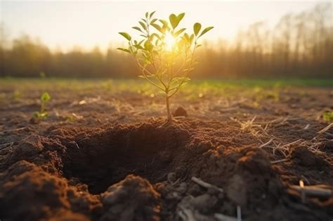 Premium AI Image Planting A Tree In Ground Spring Seeding