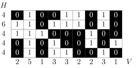 A Binary Image With Horizontal Projection H 5 3 5 6 4 And