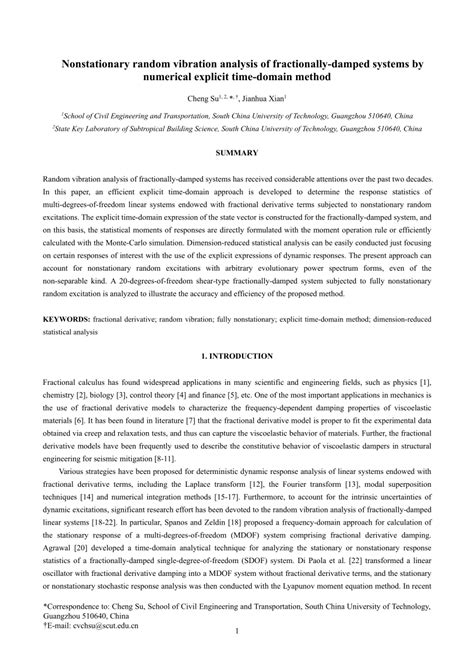 pdf nonstationary random vibration analysis of fractionally damped
