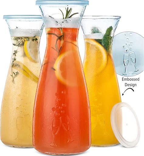 Prestige Mimosa Bar Glass Carafe With Lids 27oz Glass