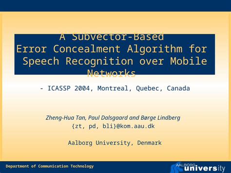 Ppt Department Of Communication Technology A Subvector Based Error