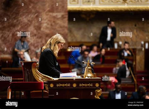 Yaël Braun Pivet president of the French National Assembly seen during the session of