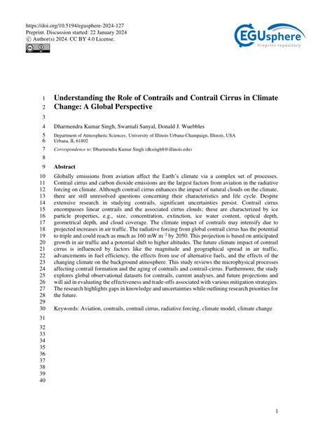Pdf Understanding The Role Of Contrails And Contrail Cirrus In