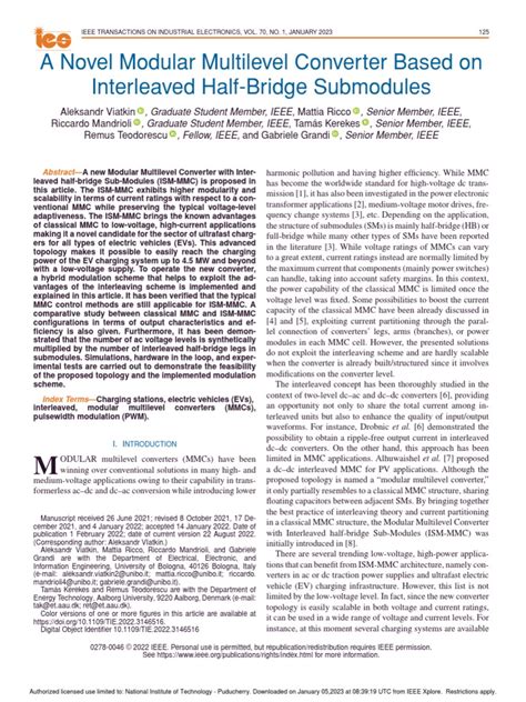 A Novel Modular Multilevel Converter Based On Interleaved Half Bridge Submodules Pdf Power