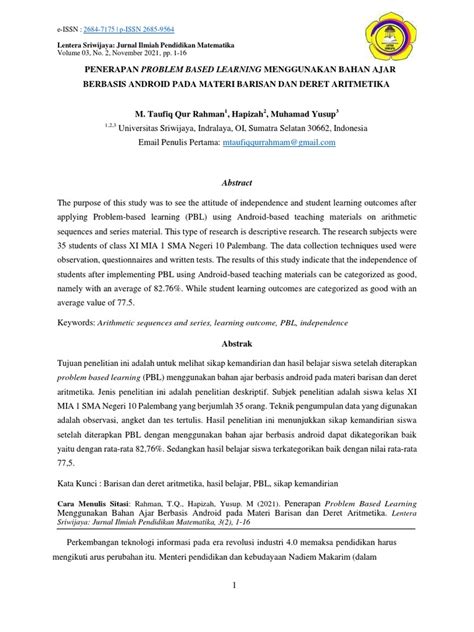 Penerapan Problem Based Learning Dengan Menggunaka Pdf