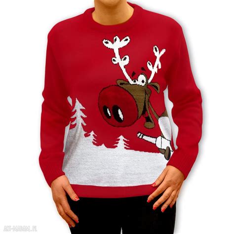 sweter świąteczny unisex ulatany renifer xs s m l xl xl