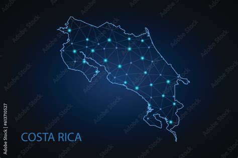 Map Of Costa Rica Wire Frame 3d Mesh Polygonal Network Line Design