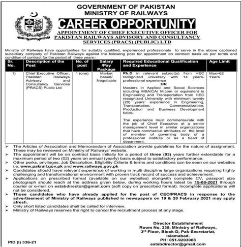 Ministry Of Railways Jobs 2021 Latest Jobs In Pakistan