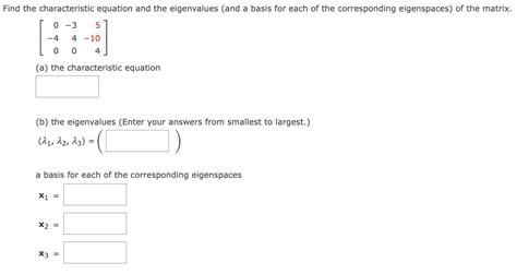 Solved Find the characteristic equation and the eigenvalues | Chegg.com