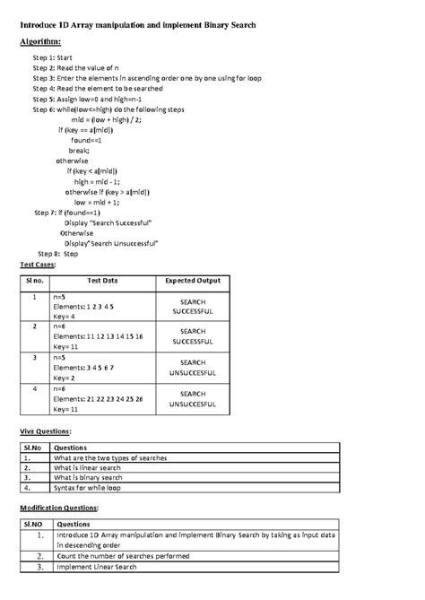 Cpl Program 5 1d Array Manipulation And Binary Search Algorithm Studocu