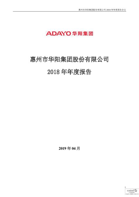 华阳集团：2018年年度报告