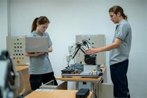 Premium Photo Trainee Robotics Engineer Learning With Programming And