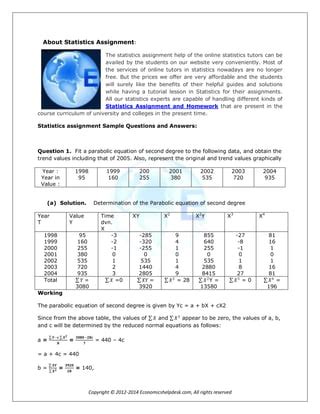 Statistics Assignment Help Service PDF