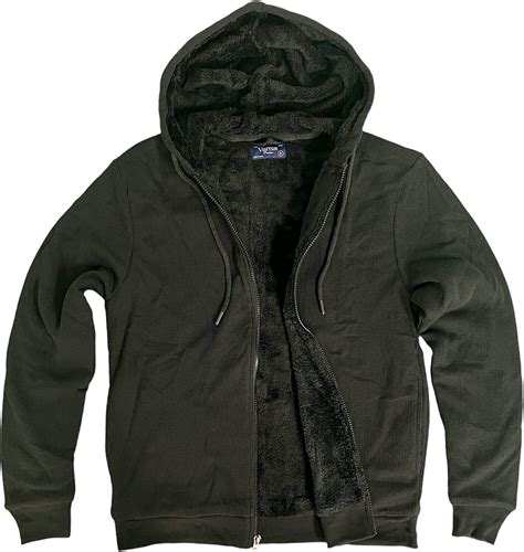Visitor Mens Heavyweight Sherpa Lined Thermal Hoodie Jacket