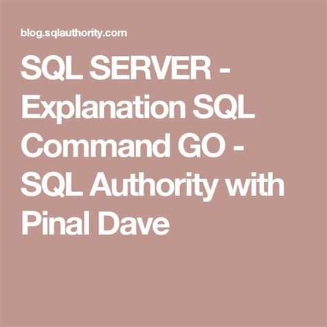 Sql Server Explanation Sql Command Go Sql Authority With Pinal Dave