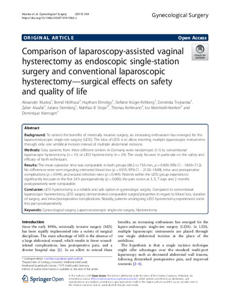 Pdf Comparison Of Laparoscopy Assisted Vaginal Hysterectomy As