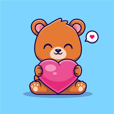 تصویر آیکون وکتور کارتونی قلب عشق خرس ناز مفهوم نماد طبیعت حیوانات جدا شده است 1666834