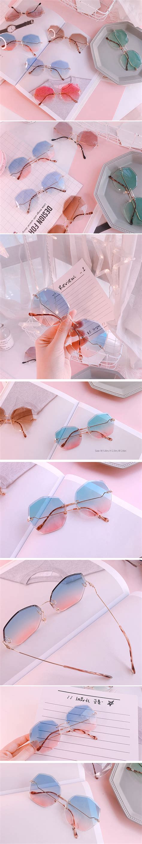 Rimless Geometric Gradient Sunglasses Apollobox