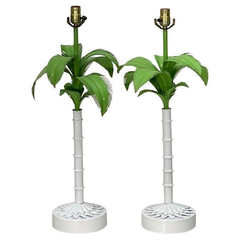 Tole Metal Sculptural Palm Tree Form Table Lamps For Sale At 1stdibs