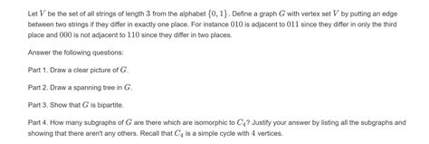 Solved Let V Be The Set Of All Strings Of Length From The Chegg