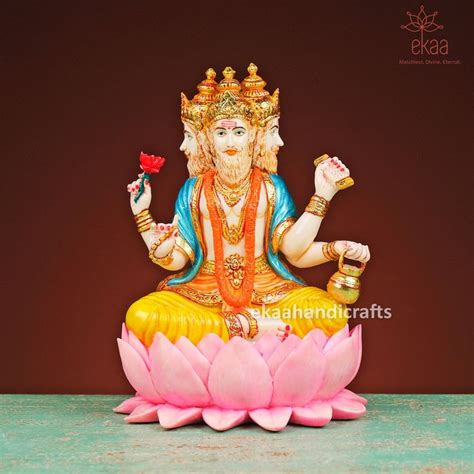 Lord Brahma Statue 19cm Marble Dust Brahma Bhagwan Brahma Ji Murti