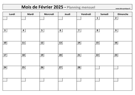 Calendrier Mensuel 2025 Avec Fêtes à Télécharger Et Imprimer Gratuitement