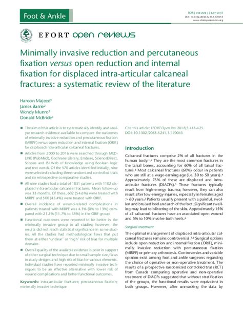 Pdf Minimally Invasive Reduction And Percutaneous Fixation Versus Open Reduction And Internal